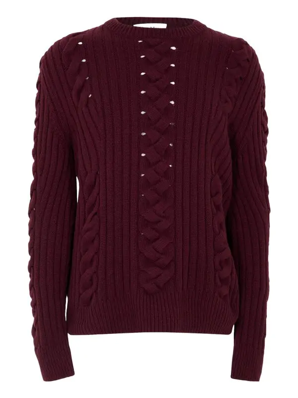 Alexander McQueen Crew Neck Cable Knit Jumper - Brown