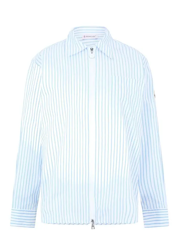 Moncler Striped Long-sleeve Zip-up Shirt - White