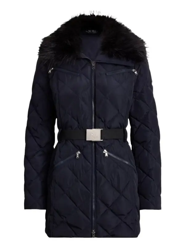 Ralph Lauren Leather Medium Puffer Jacket - Black