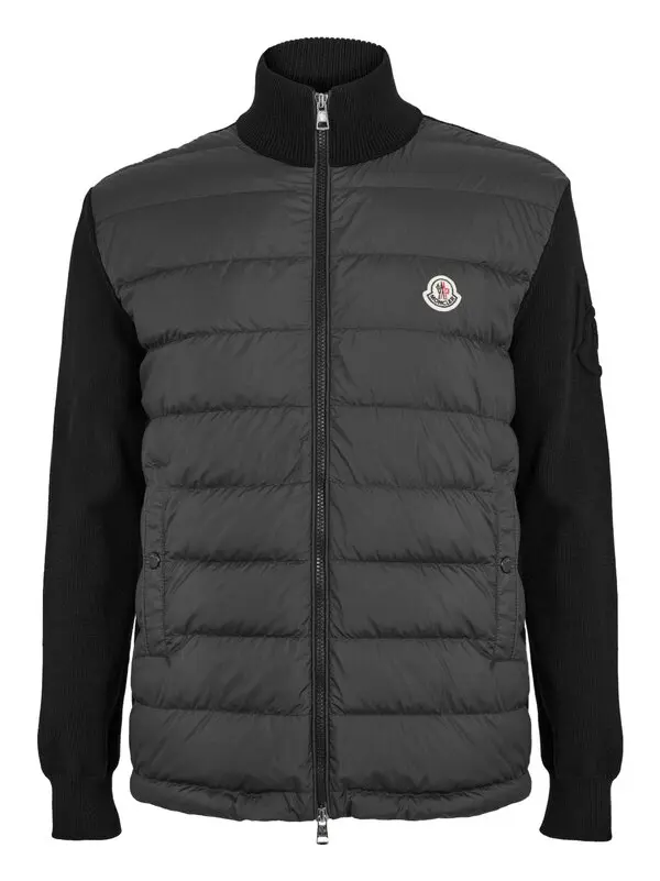 Moncler Hybrid Knit And Quilted Down Zip-up Jacket - Black