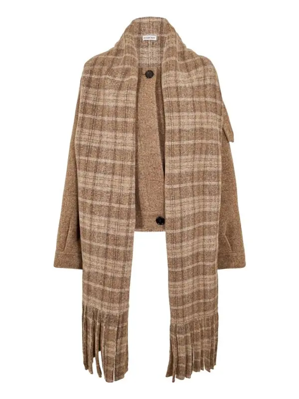 Burberry Scarf Coat With Plaid Lining - Brown