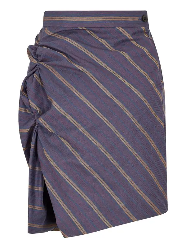VIVIENNE WESTWOOD Striped Midi Skirt With Draping - Black