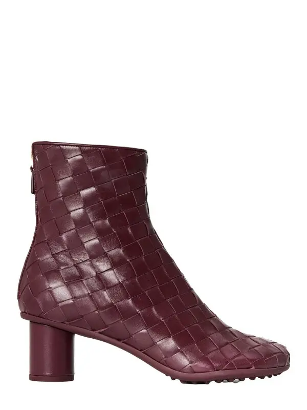 Bottega Veneta Woven Ankle Boots With Block Heel - Red