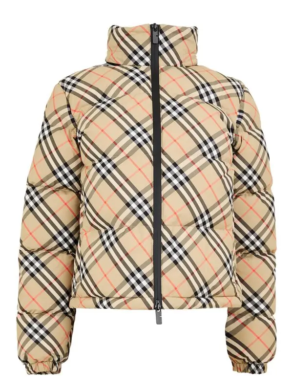 Burberry Check Insulated Cropped Puffer Jacket - Nude