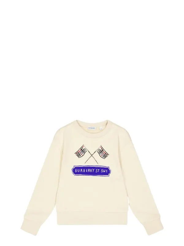 Burberry Crew Neck Long Sleeve Sweatshirt - White