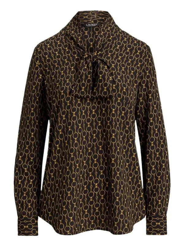Ralph Lauren Real Leather Long Sleeve Blouse - Black
