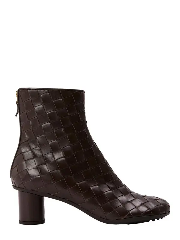 Bottega Veneta Woven Ankle Boots With Chunky Heel - Black