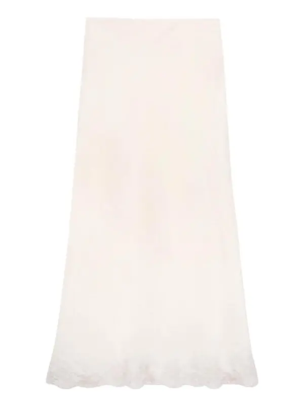 Rixo Lace Trim Midi Skirt - White