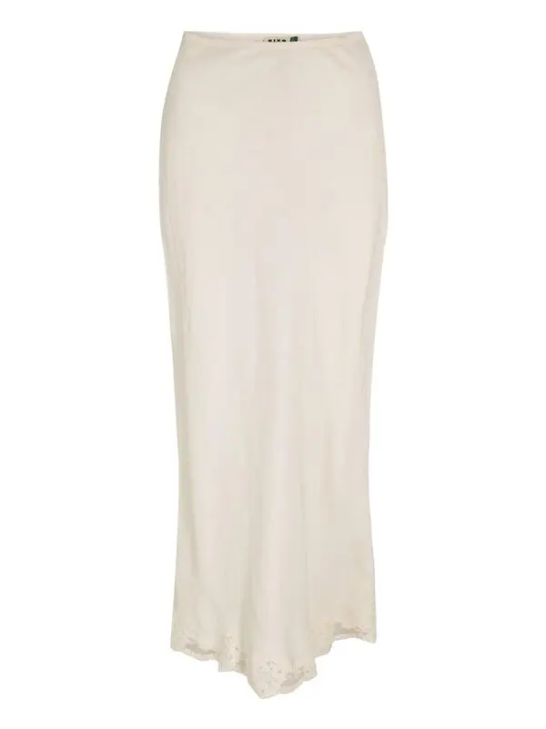 Rixo Lace Trim Midi Skirt - White