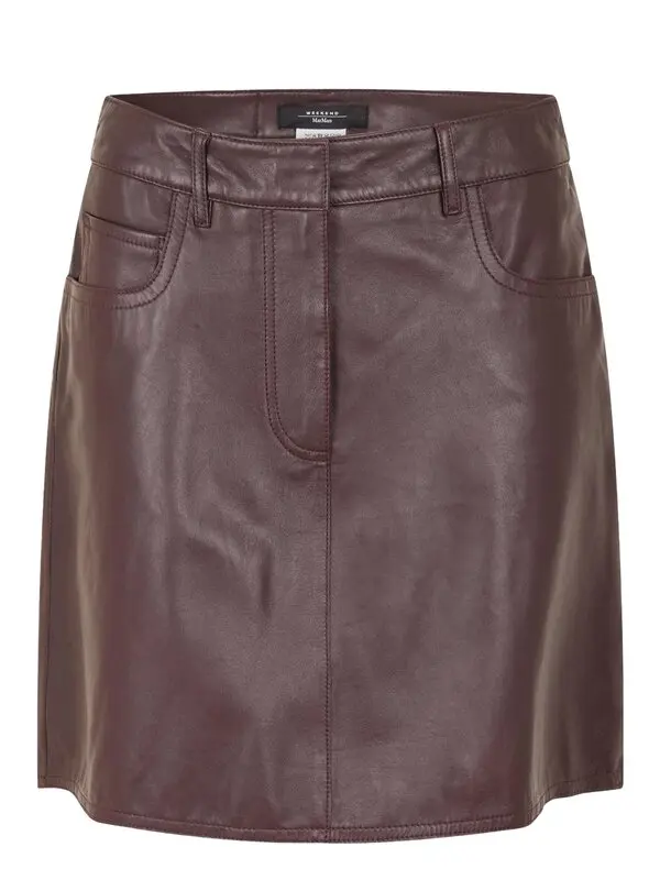 Max Mara Leather Midi Skirt - Brown