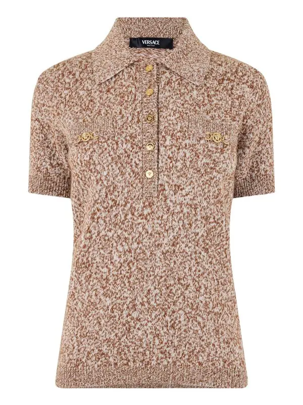 Versace Short-sleeved Knit Polo Shirt - Nude