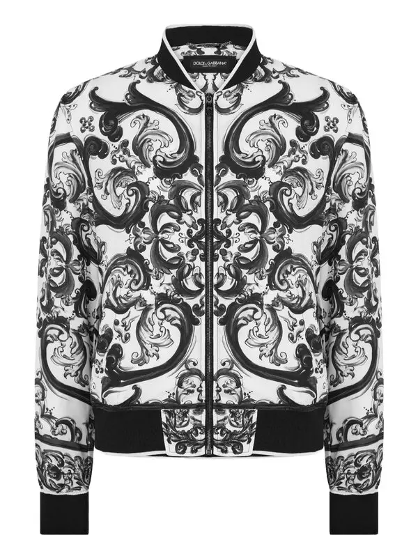 Dolce & Gabbana Baroque Print Bomber Jacket - Black