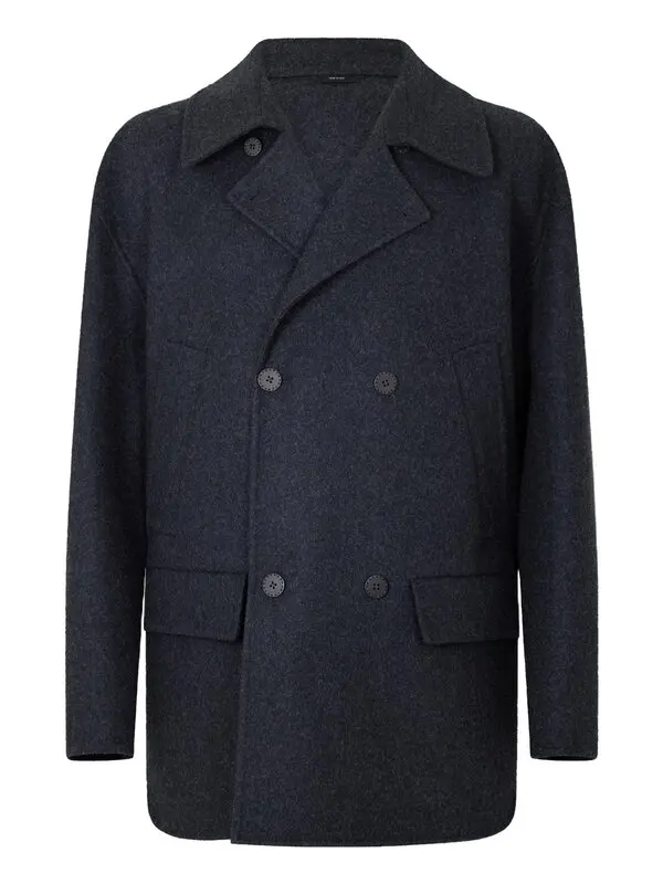 Fendi Double-breasted Wool Blend Peacoat - Black