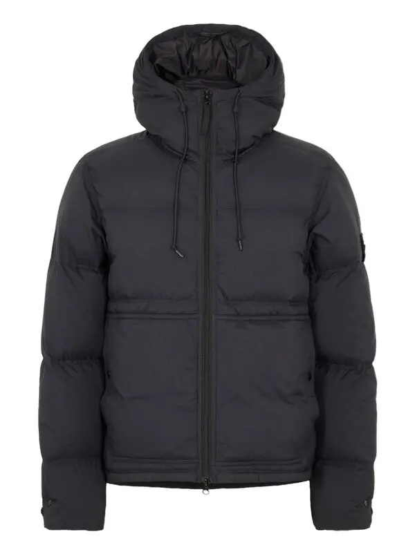 Stone Island Quilted Hooded Down Jacket - Black