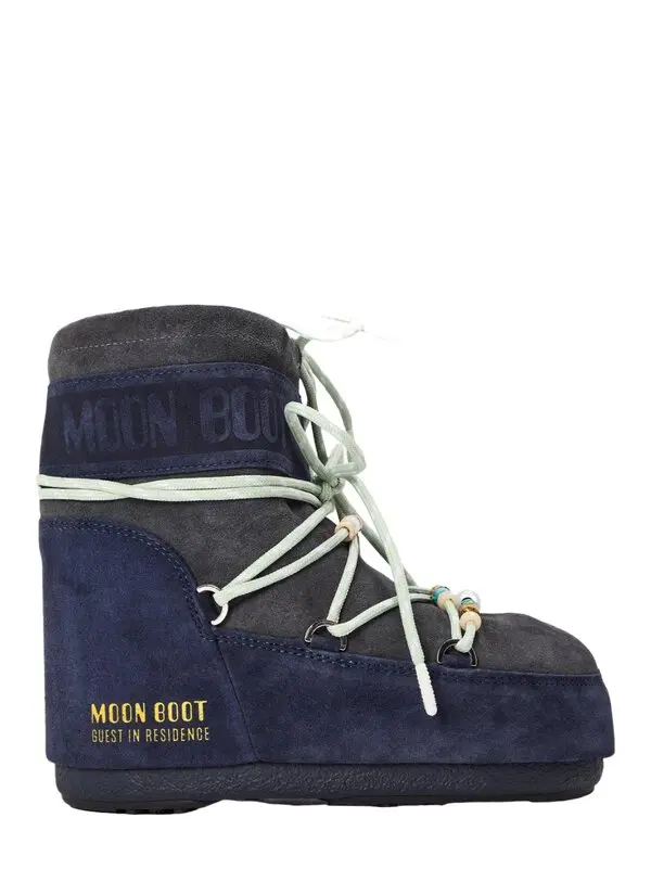 Moon Boot Color-blocked Suede Boots - Blue