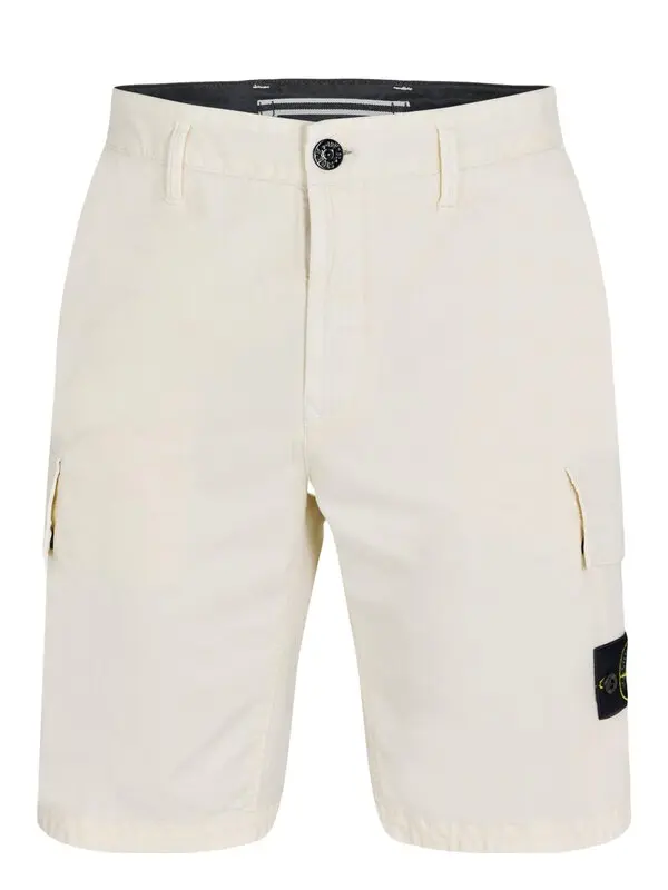 Stone Island Cargo Shorts With Signature Patch - White