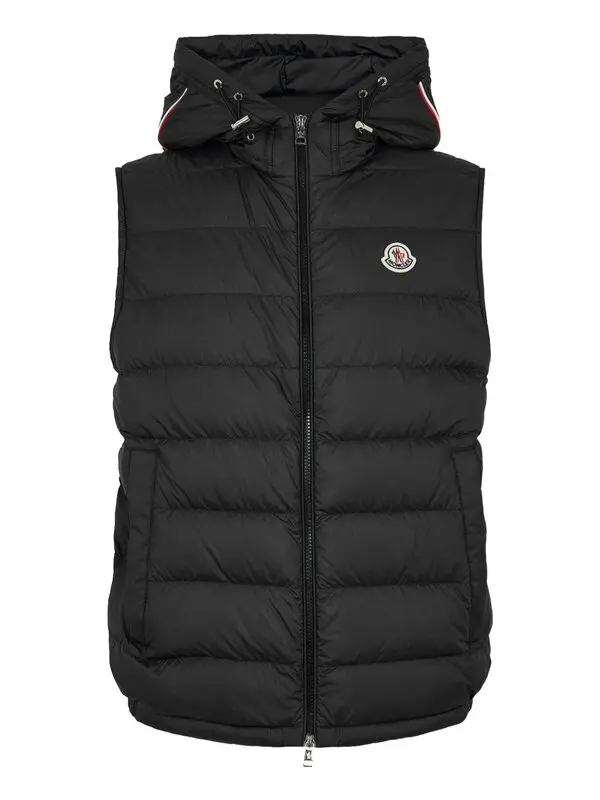 Moncler Quilted Zip-up Hooded Vest - Black