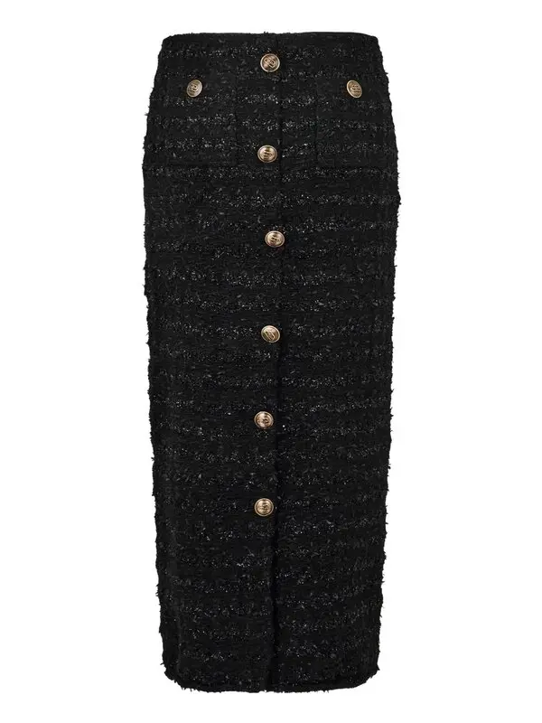 Balenciaga Button Detailed Midi Skirt - Black