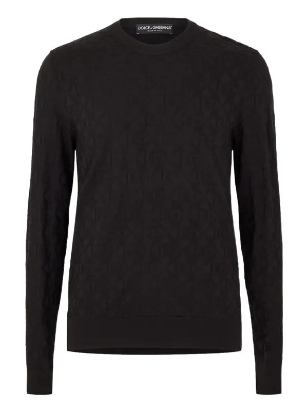 Dolce & Gabbana Quilted Pattern Crew Neck Jumper - Black