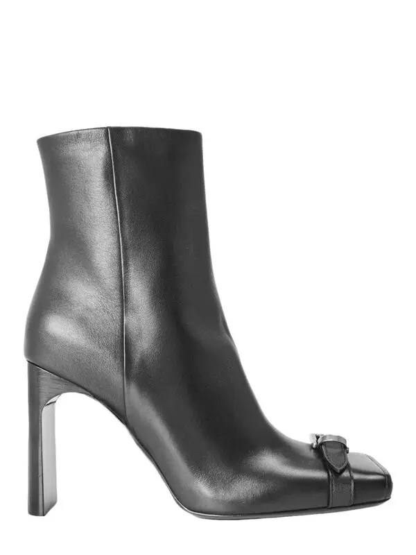 Balenciaga Heeled Ankle Boots With Buckle Detail - Black