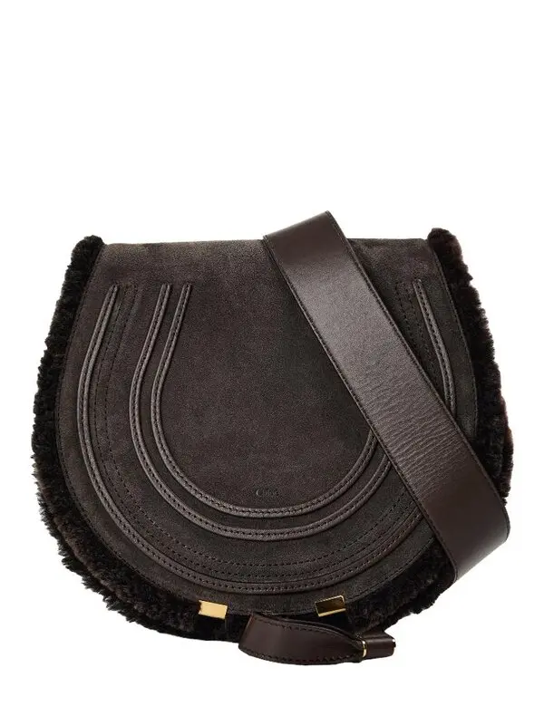 Chloé Suede And Shearling Crossbody Bag - Nude