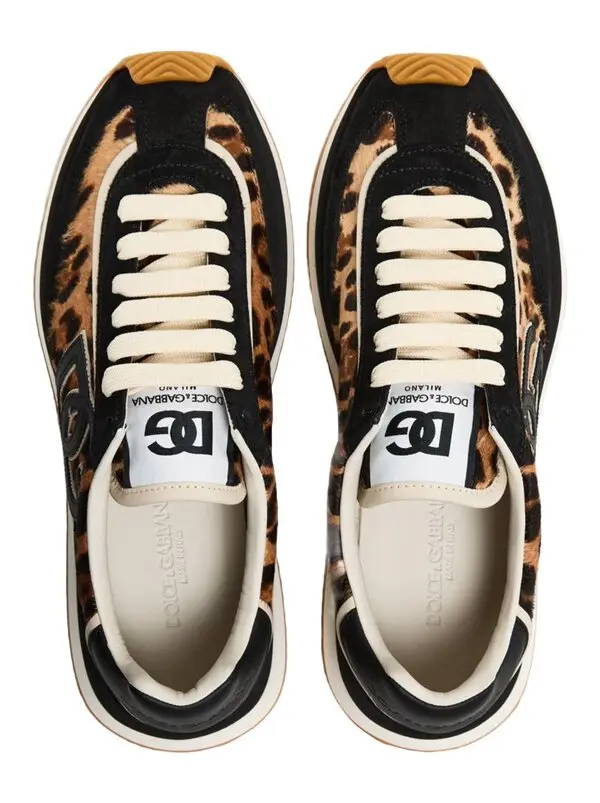 Dolce & Gabbana Leopard Print Lace-up Sneakers - Multicolor