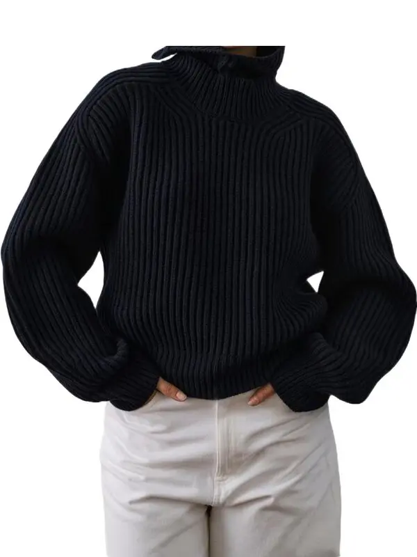 Soeur High-neck Ribbed Knit Sweater - Black