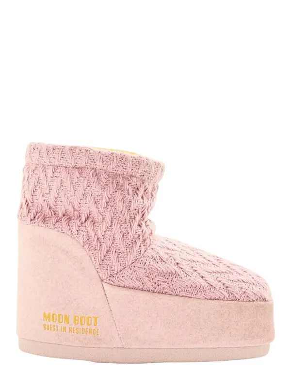 Moon Boot Color Block Knit Snow Boots - Pink