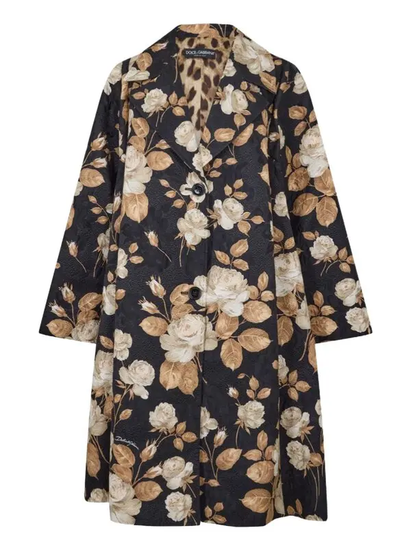 Dolce & Gabbana Printed Structured Overcoat - Black