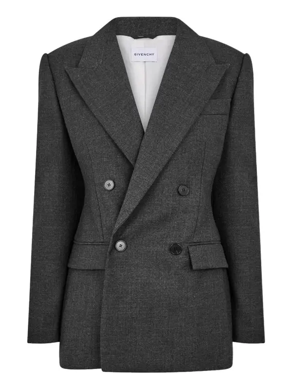 Givenchy Double-breasted Wool Long Sleeve Blazer - Black