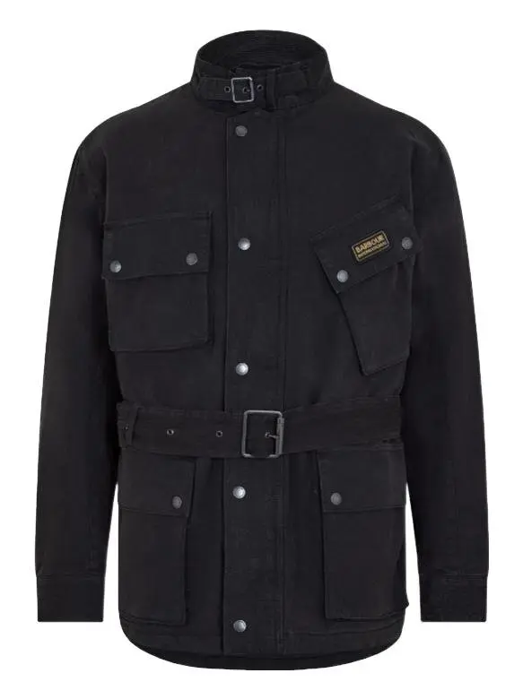 Barbour Belted Jacket With Stand-up Collar - Black