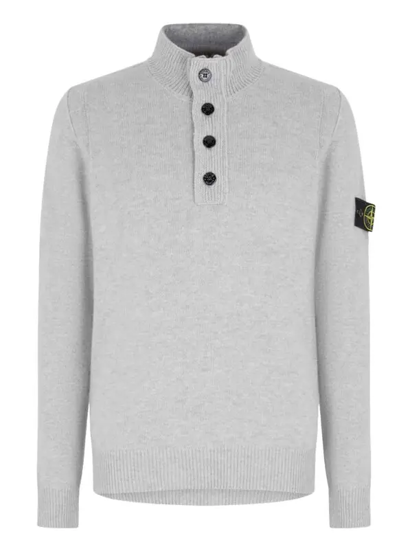 Stone Island Half-button High Neck Jumper - White