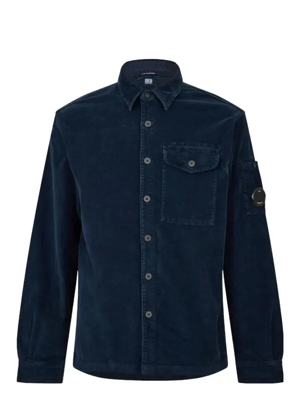 C.P. COMPANY Lens Single Pocket Long Sleeve Corduroy Shirt - Black