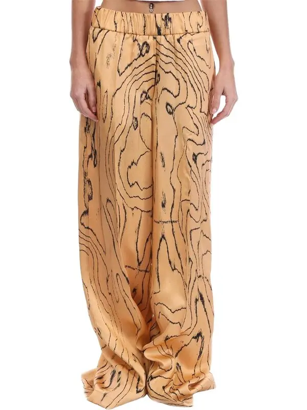 Off-White Printed Wide-leg Pants - Nude