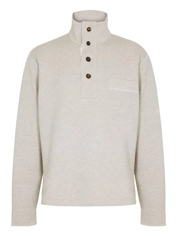 TOM FORD Mock Neck Knit Sweater With Half-button Placket - White