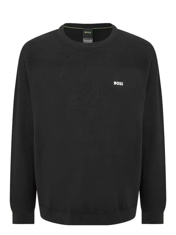 Hugo Boss Crew Neck Long-sleeve Knit Top - Black
