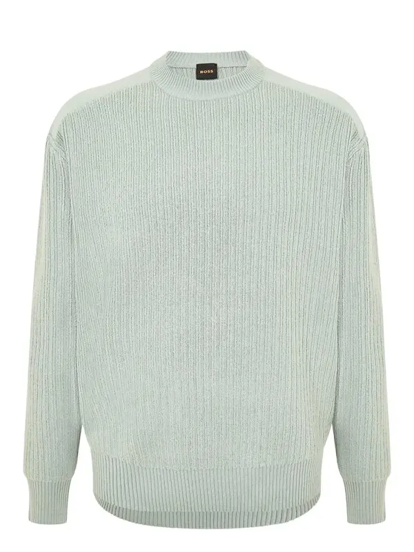 Hugo Boss High-neck Long-sleeve Ribbed Knit Sweater - Gray