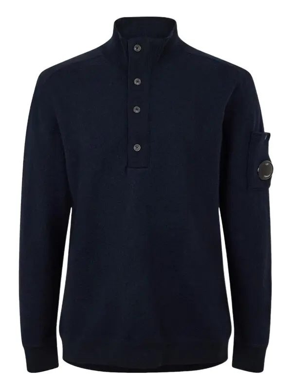 C.P. COMPANY Quarter Zip Knit Jumper - Black
