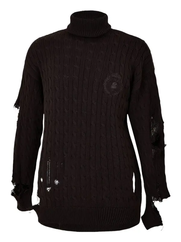 Balenciaga Distressed Crest Jumper - Brown W