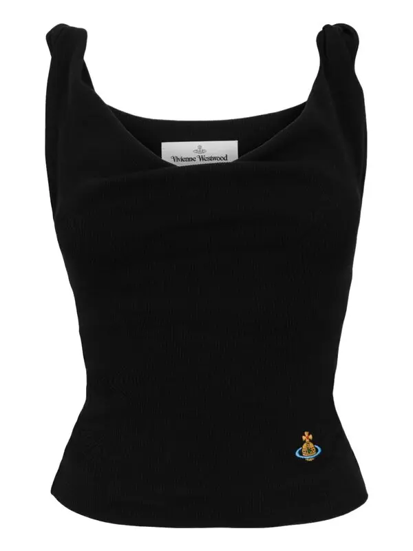 VIVIENNE WESTWOOD Logo Embroidered Sleeveless Vest - Black
