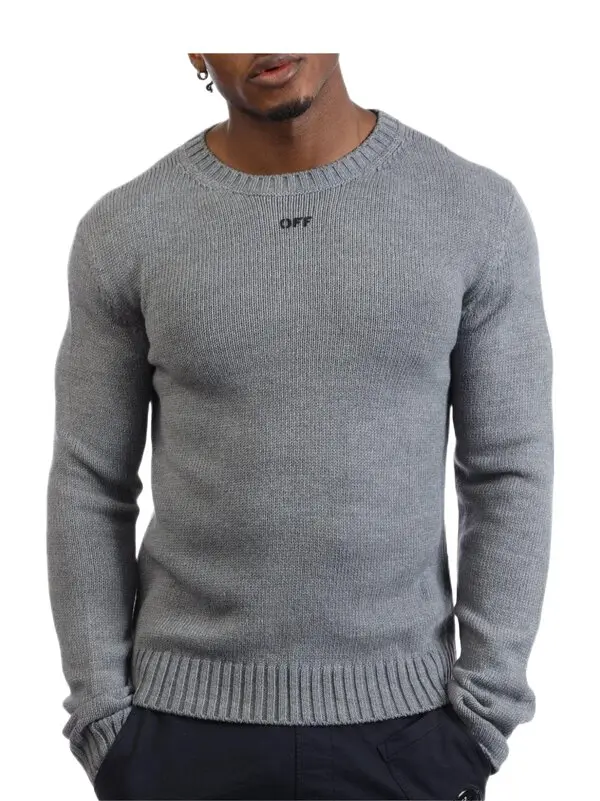 Off-White Knit Sweater - Gray