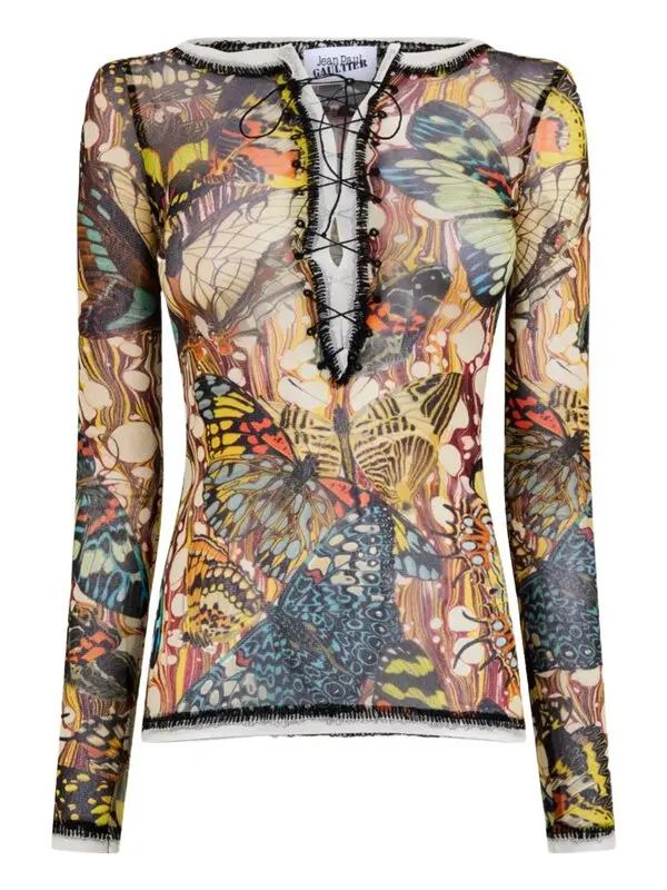 JEAN PAUL GAULTIER Printed Pattern Long Sleeve Top - Multicolor