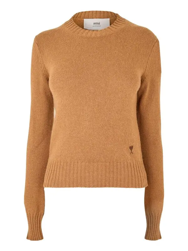 AMI Paris Crewneck Knit Sweater - Brown