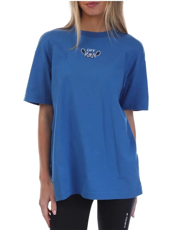Off-White Embroidered Bandana Arrow Casual T-shirt - No