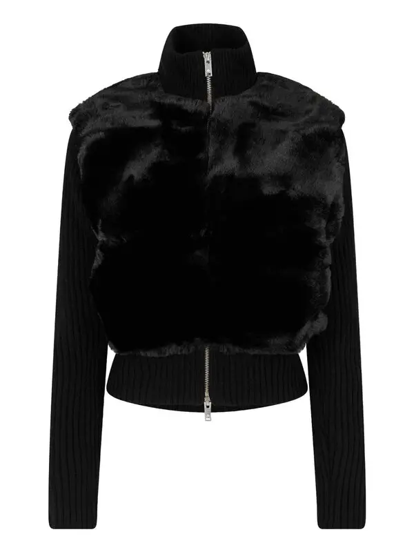 Moose Knuckles Fur Trimmed Zip Up Sweater - Black