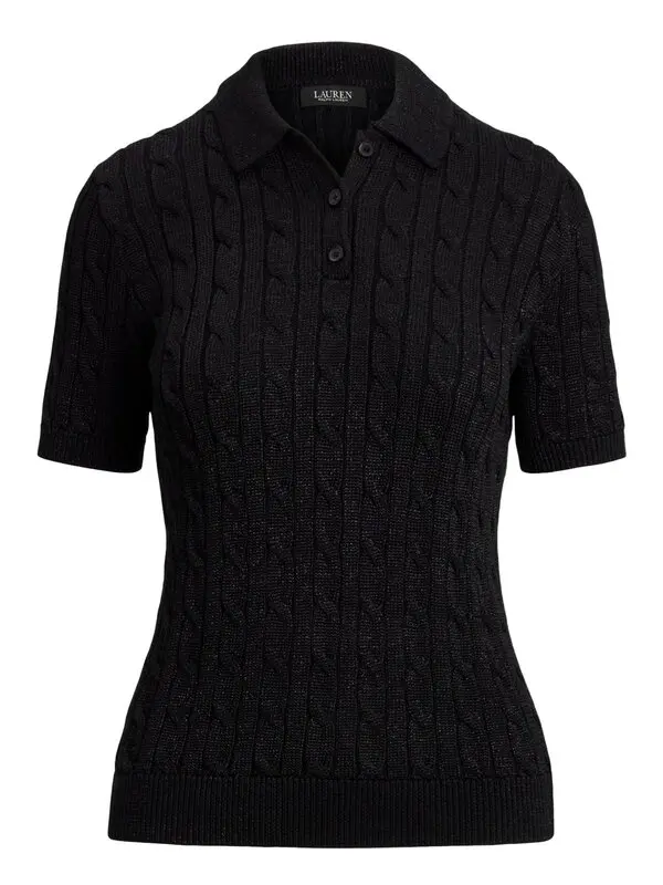 Ralph Lauren Cable-knit Polo Top - Black