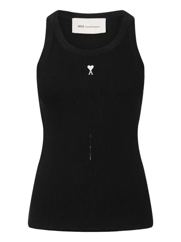 AMI Paris Ribbed Knit Tank Vest - Black
