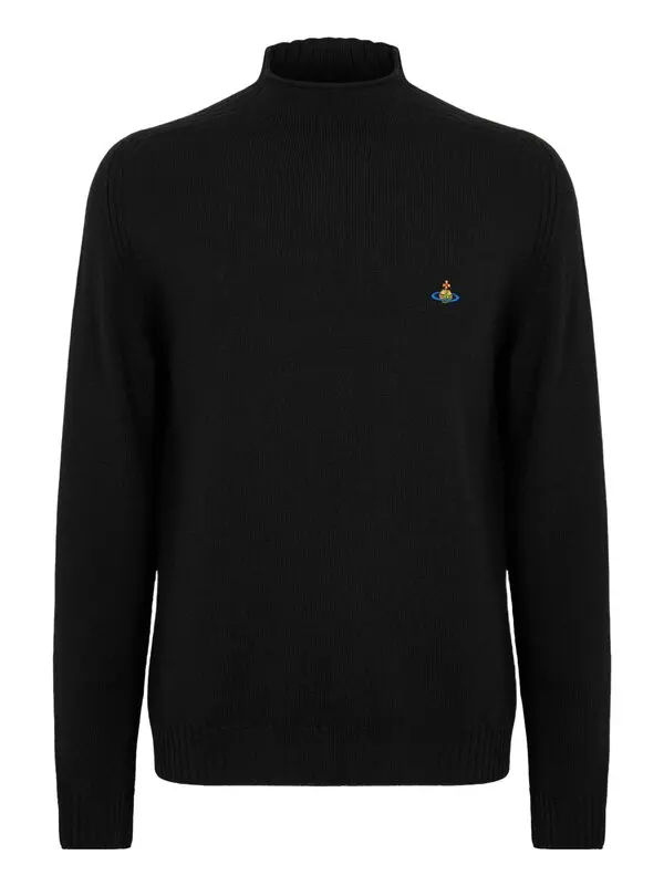 VIVIENNE WESTWOOD Textured Knit Mock Neck Jumper - Black