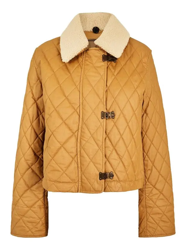 Burberry Quilted Jacket With Shearling Collar - Brown
