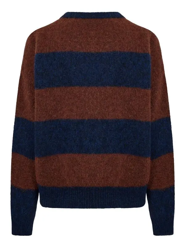 Max Mara Crew Neck Striped Knit Sweater - Black